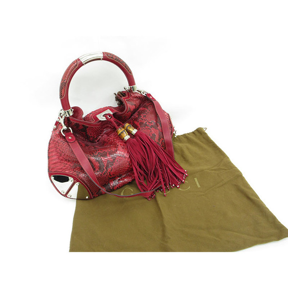 Gucci | Bags | Gucci Indy 2way Bag Python Suede Red | Poshmark